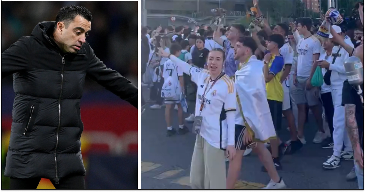 Les supporters du Real Madrid scandent "Xavi reste !" à l'extérieur du ...