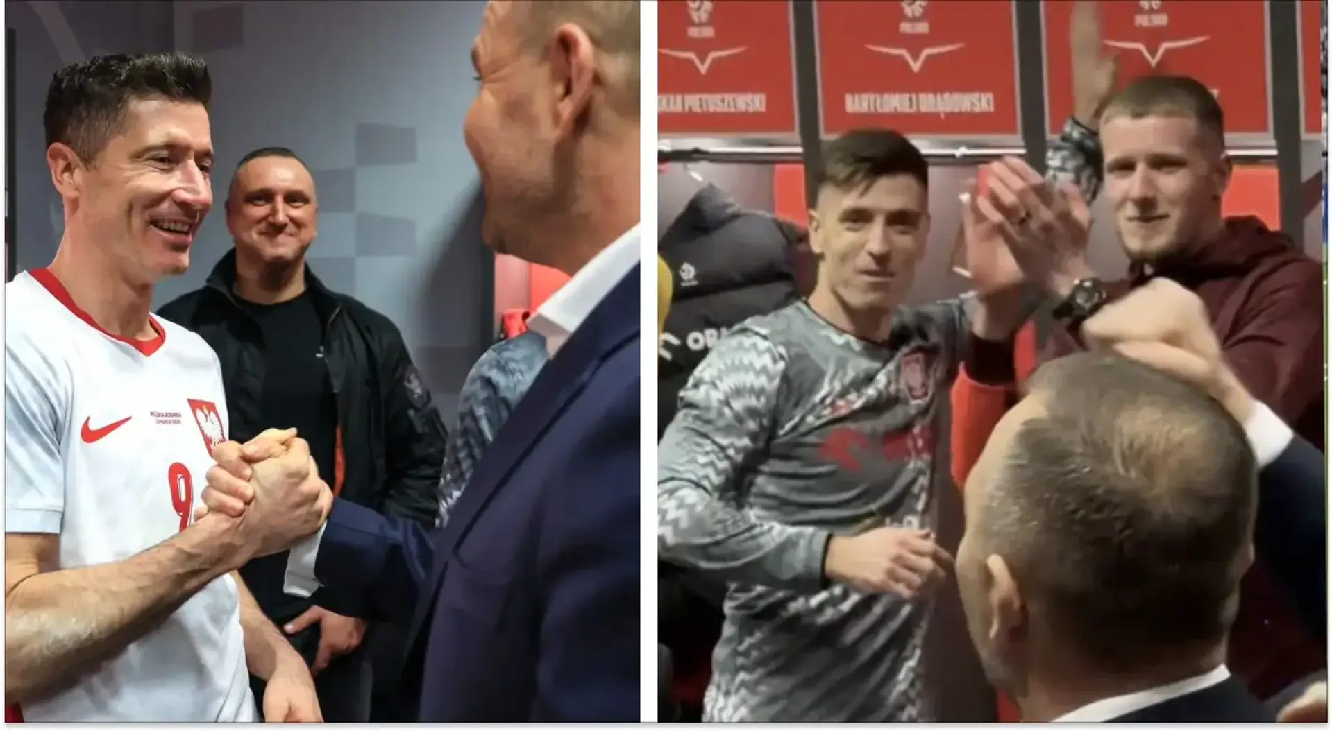 Polish president joins dressing room celebrations after crucial Albania ...