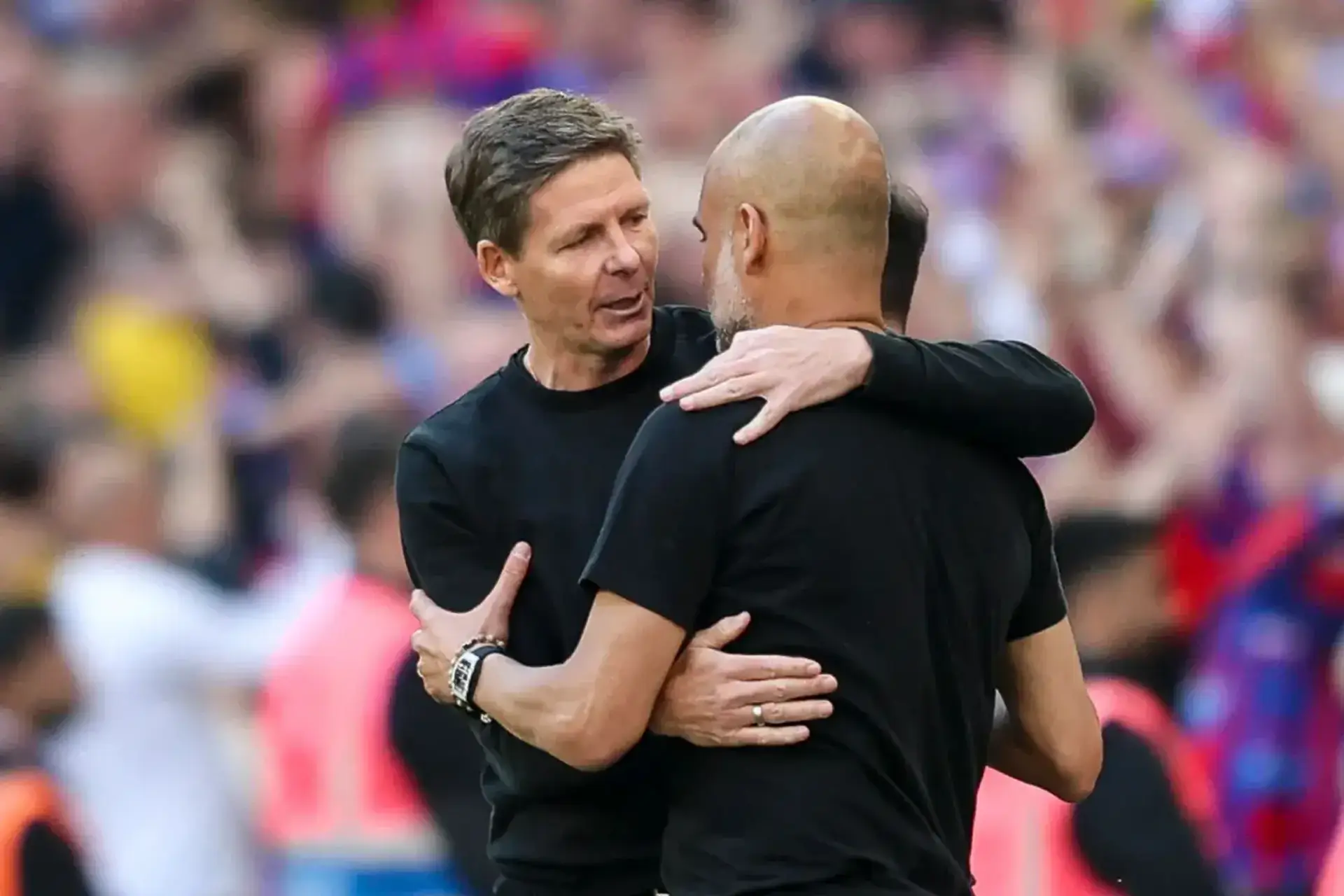 Oliver Glasner and Pep Guardiola's intense discussion caught on camera ...