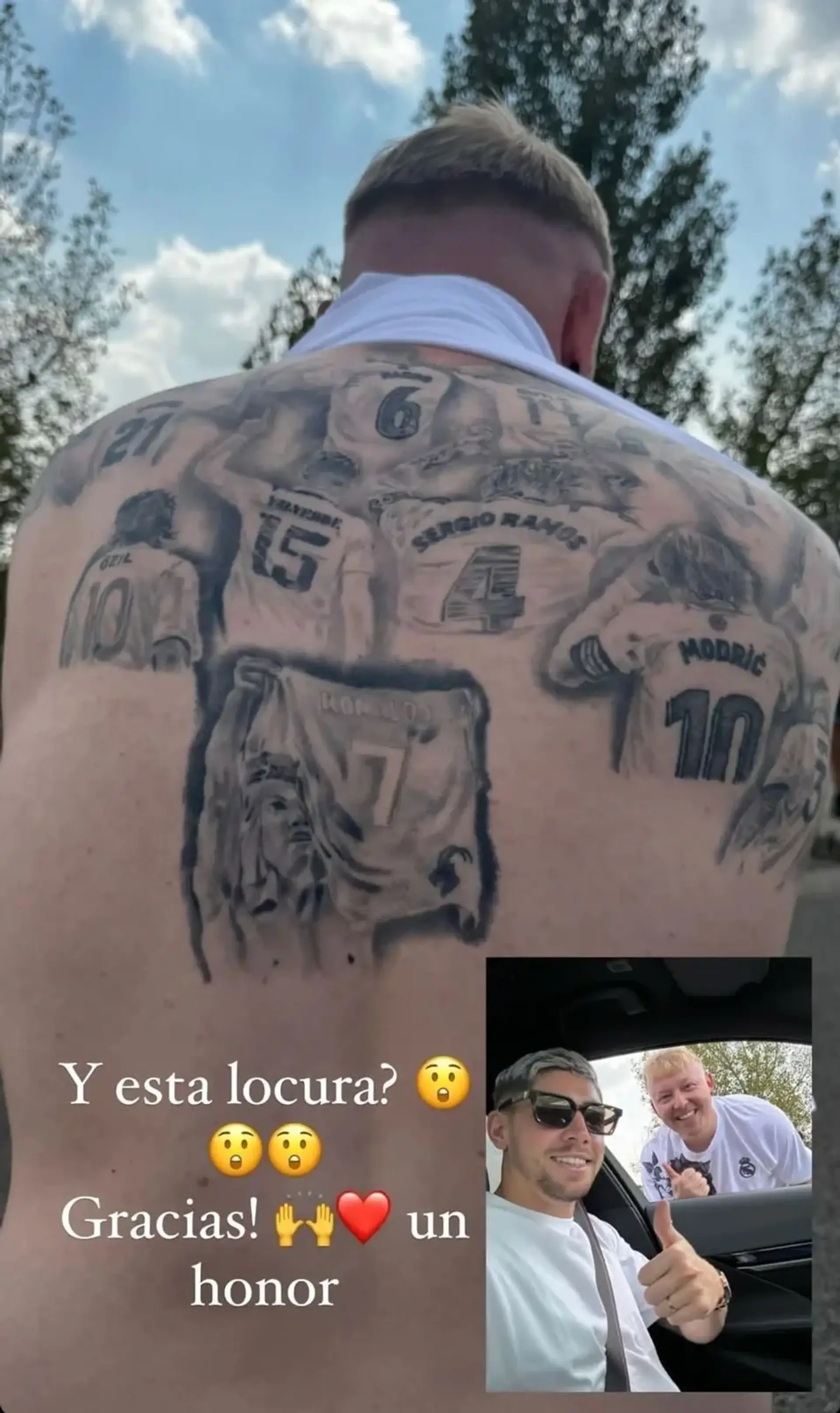 Die-hard Real Madrid fan gets wild tattoo of club legends – Federico ...