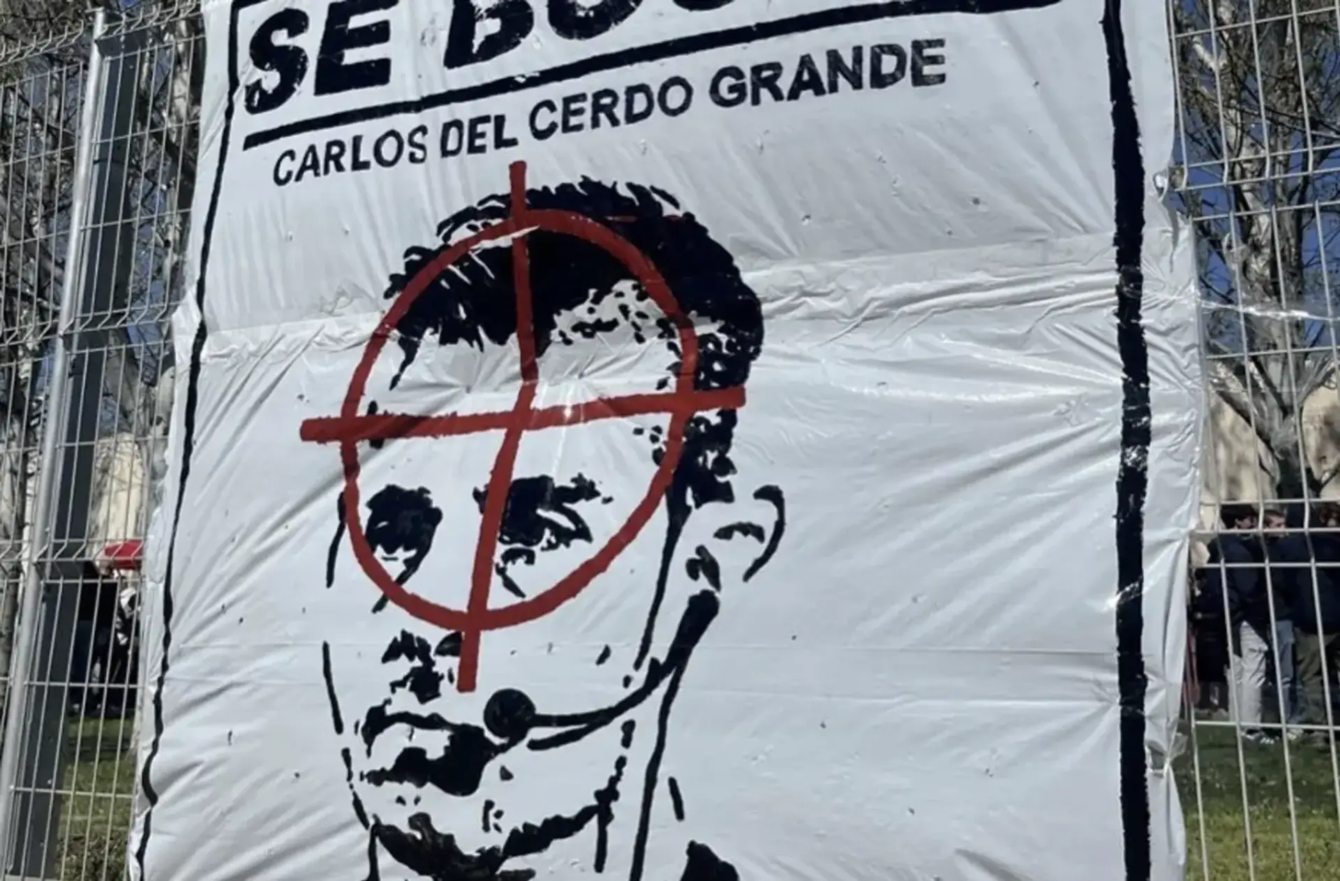 Espanyol fans display banner with target on referee Del Cerro Grande's ...
