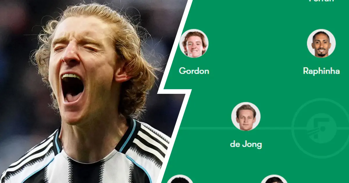 Two ways Barcelona can potentially line up with Anthony Gordon - shown ...