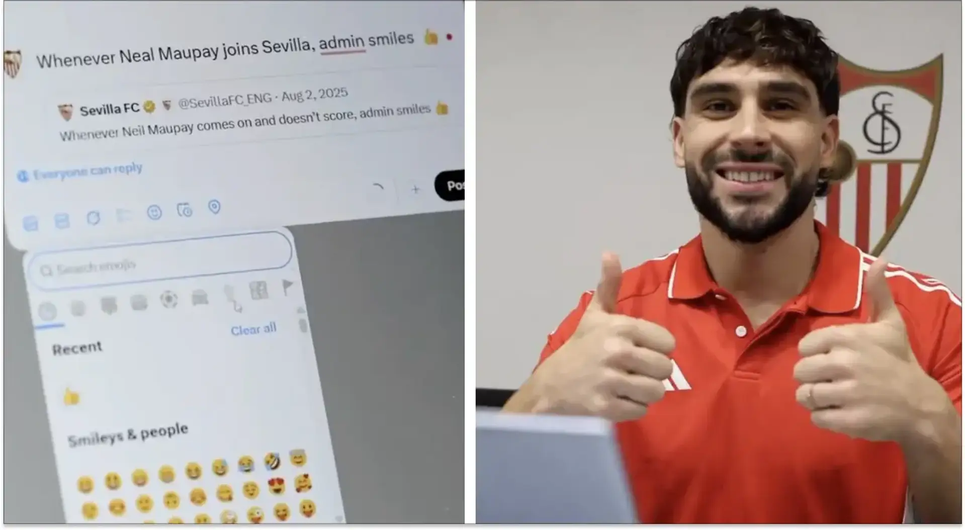 Sevilla hilariously announce Neal Maupay loan signing with viral social ...
