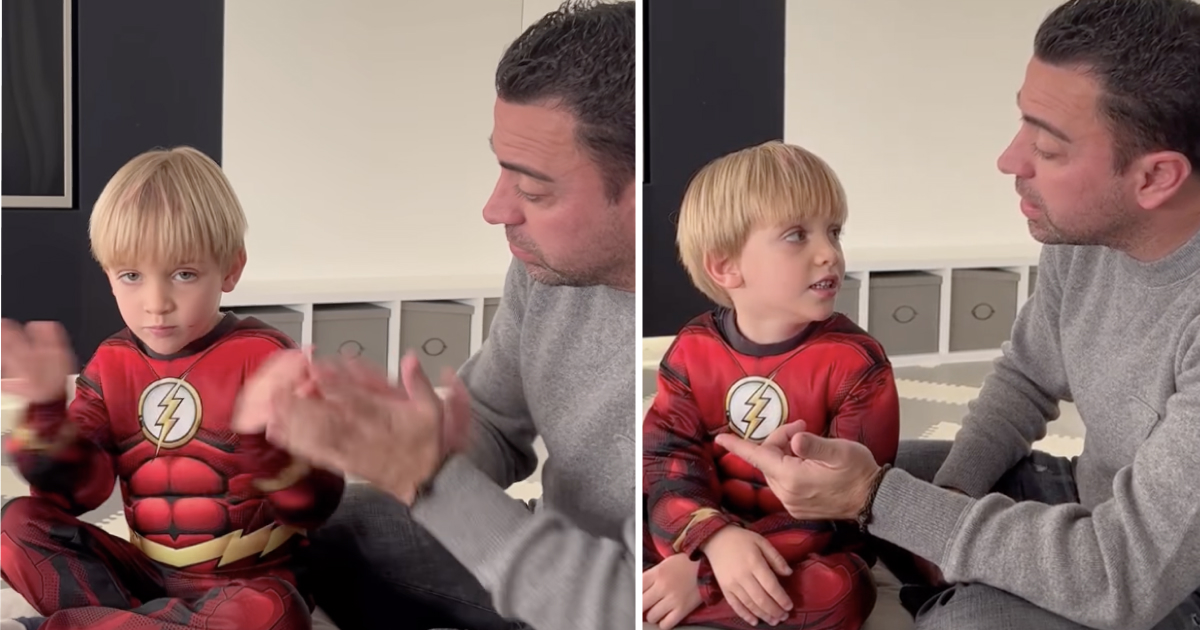 Wholesome moment: Xavi teaches his 4-year-old son to sing Barca anthem ...
