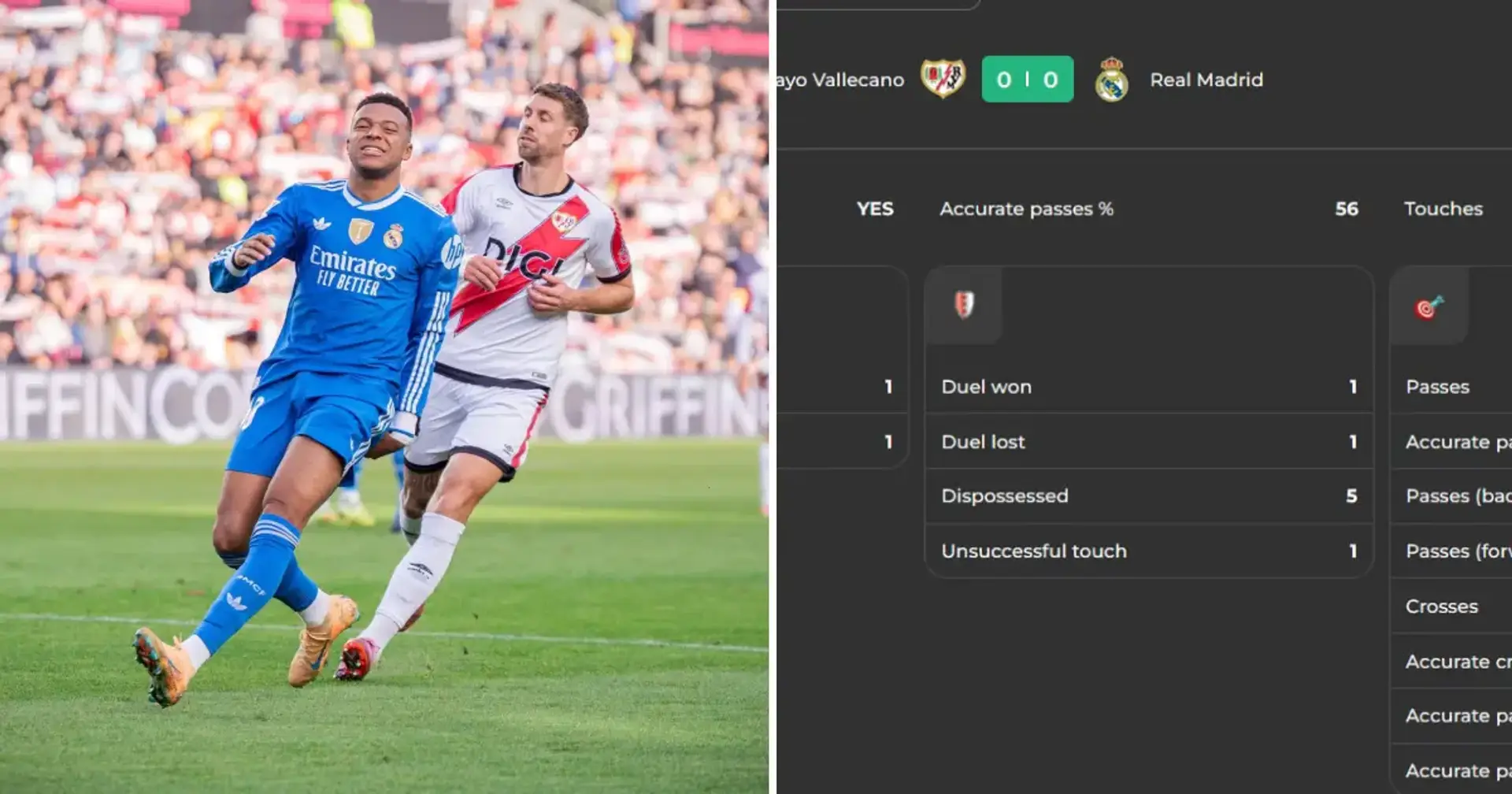 'A ghost': Take a look at Kylian Mbappe's first half stats against Rayo ...