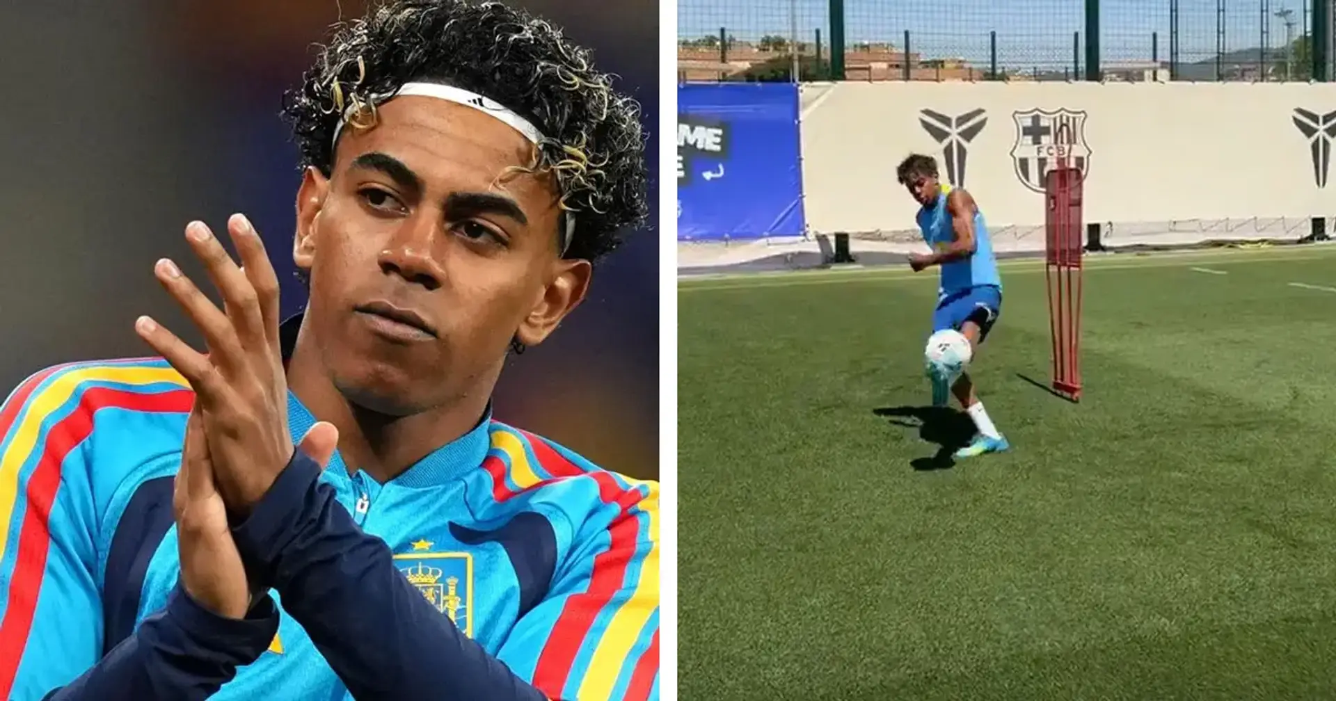 He's back! Lamine Yamal shows off slick trickery in return to training ...