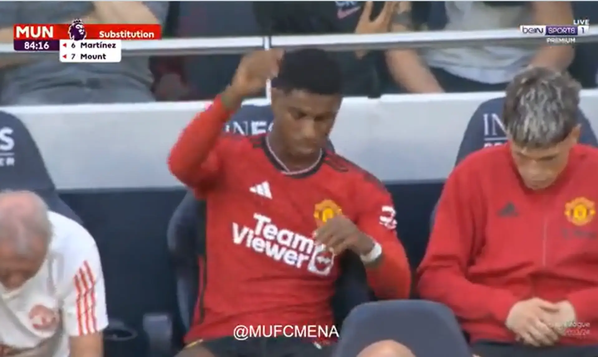Spotted: Rashford's reaction after being substituted for dropping ...