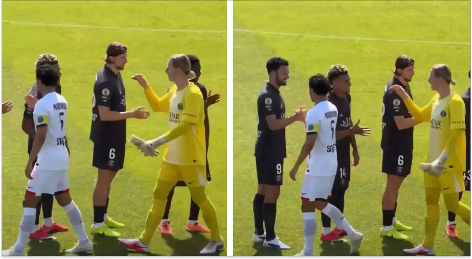 Matvey Safonov and Illia Zabarnyi avoid handshake during PSG internal ...