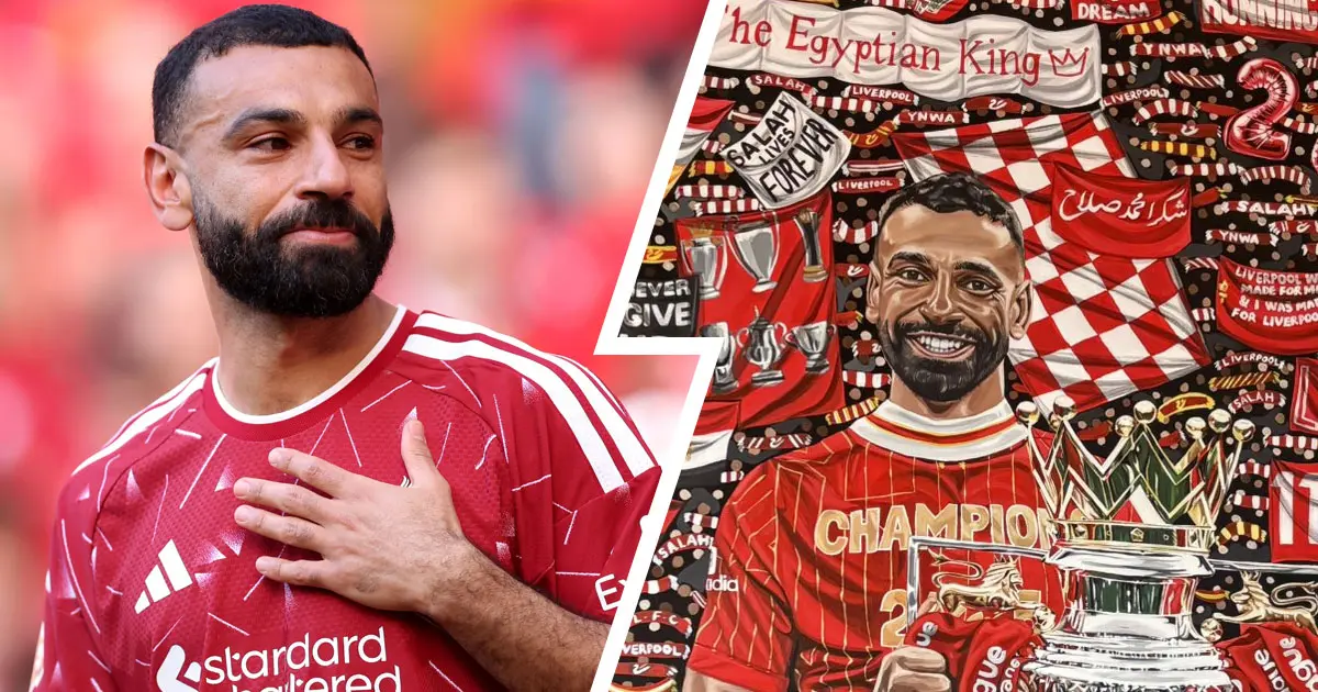 Liverpool-Fanin präsentiert auffälliges Gemälde von Mo Salah mit seiner ...