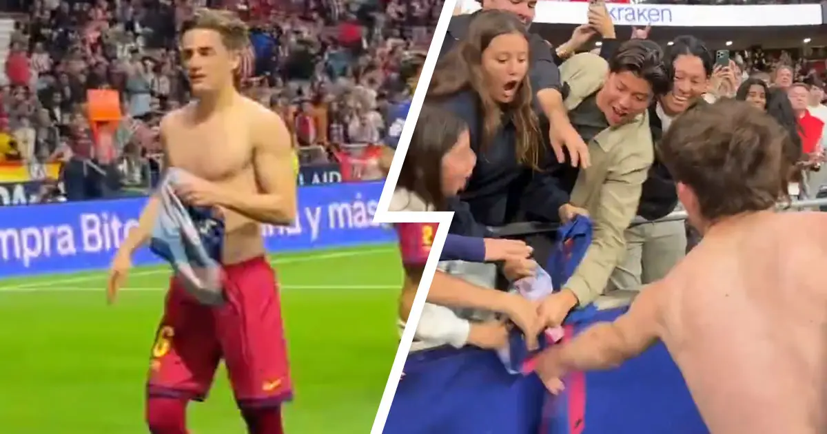 Gavi gives match-worn shirt to young Barca fan after Atletico Madrid ...