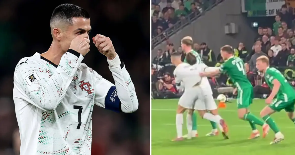 New footage shows why Cristiano Ronaldo elbowed Dara O'Shea and was ...