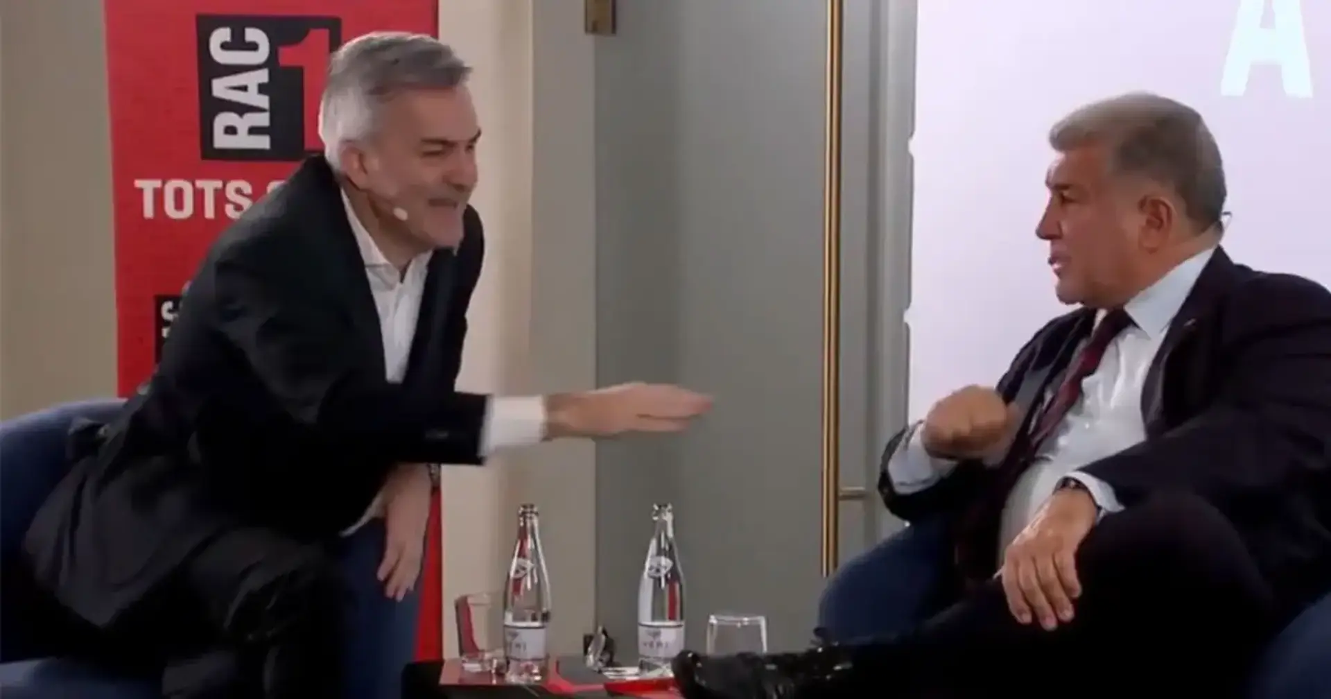 Joan Laporta and Victor Font share funny handshake moment in Barcelona ...