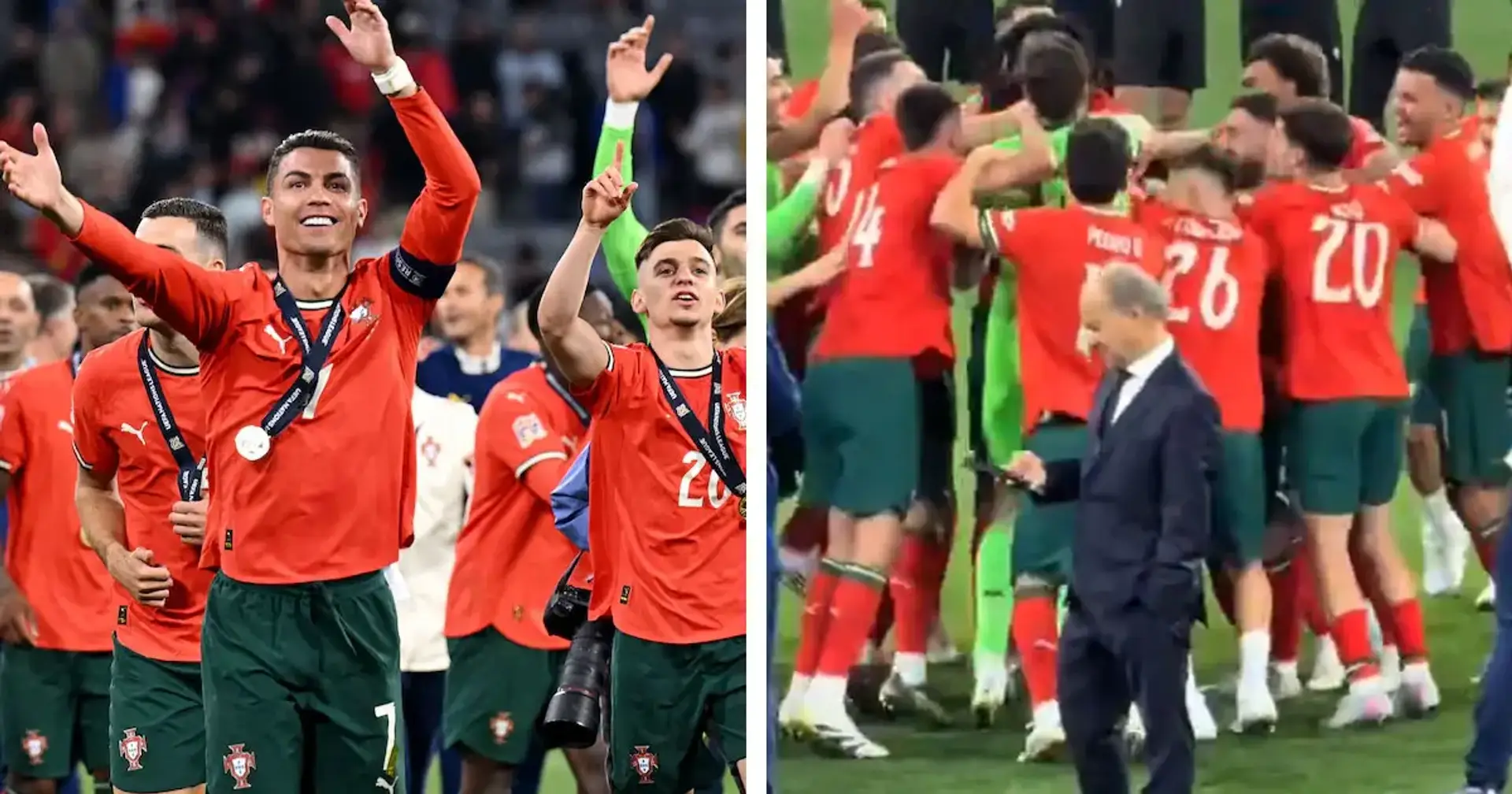Portugal players mob Cristiano Ronaldo in wild UEFA Nations League ...