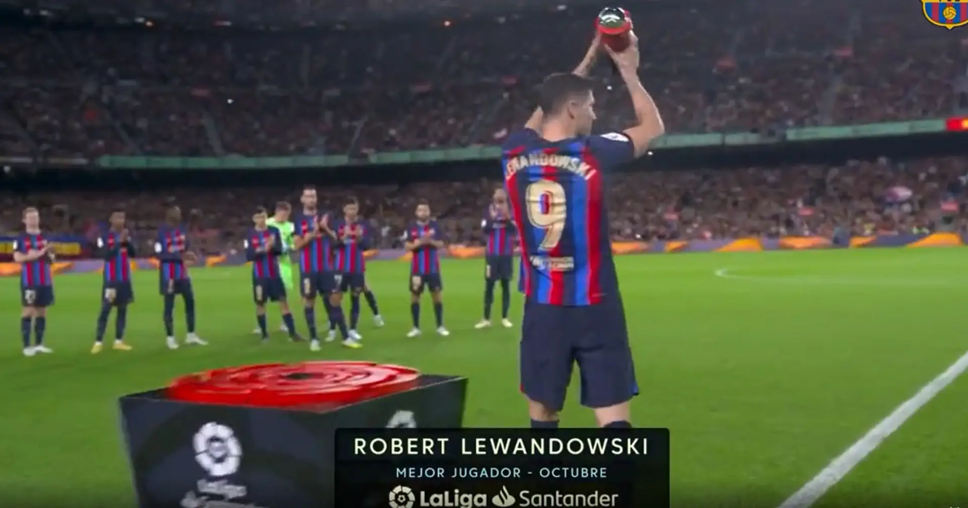 6 best pics as Lewandowski receives La Liga Player of the Month award