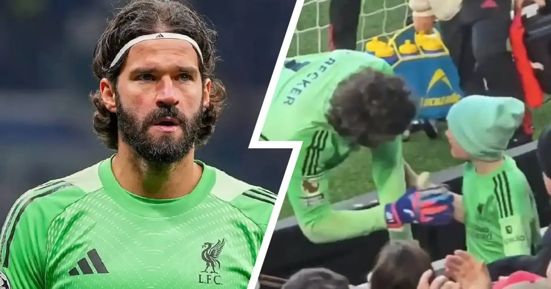 Alisson Becker posa para una foto con un joven aficionado con la ...