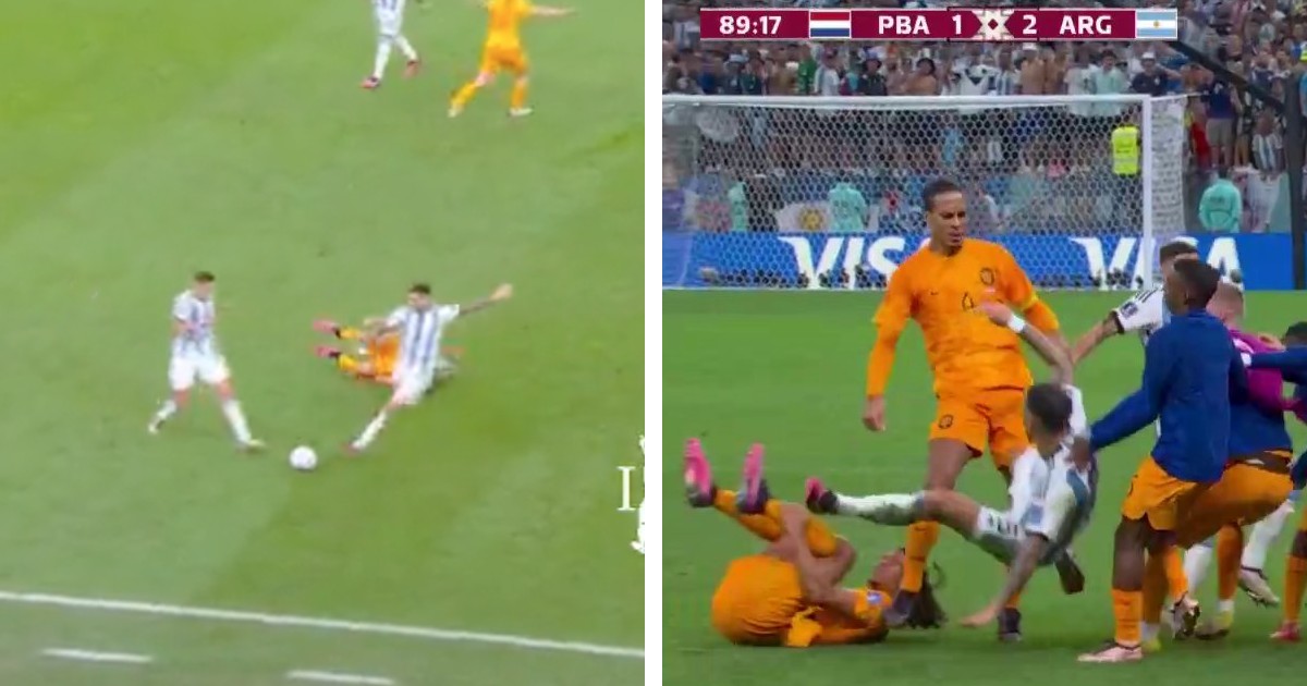 Van Dijk sends Leandro Paredes flying after Argentina player smashes ...