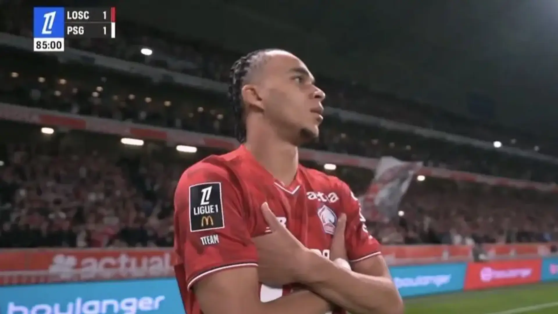 Kylian Mbappe jubilantly celebrates Lille's equalizer against PSG ...