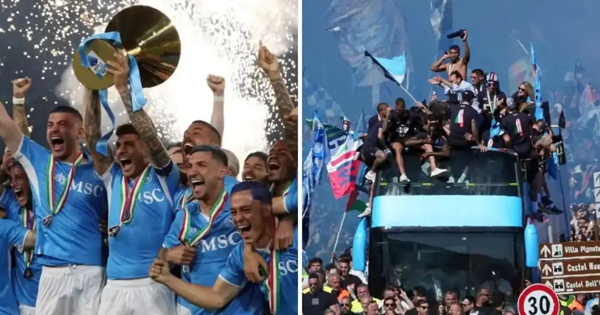Epic title parade for Napoli: Joyful De Laurentiis and a blue-and-white ...