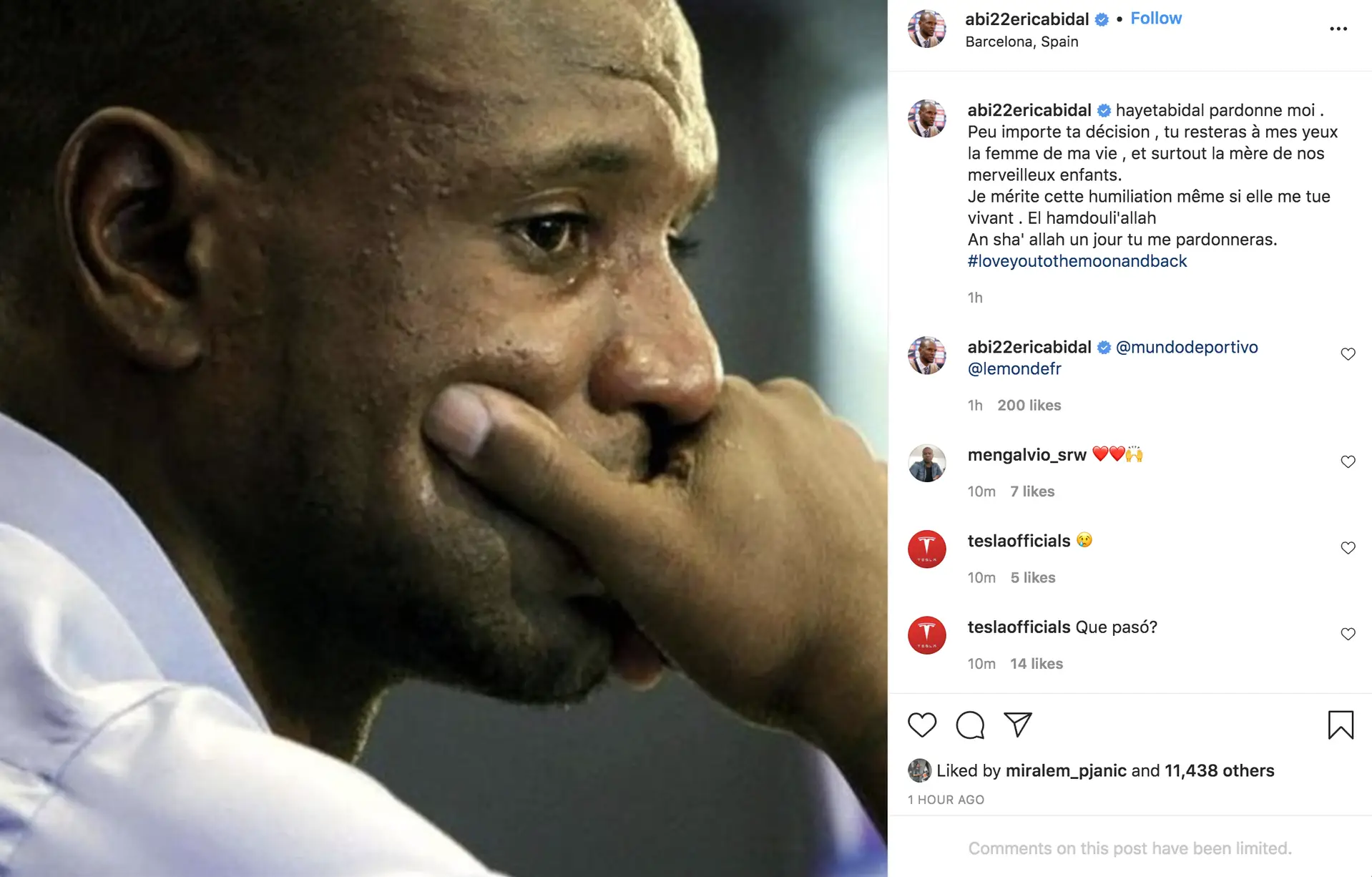 "Je le mérite même si cela me tue vivant": Abidal envoie un message à ...