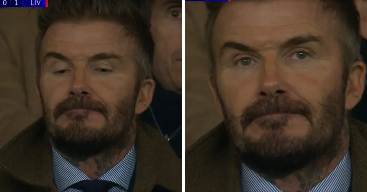Spotted: David Beckham's reaction as Liverpool score with only one shot ...