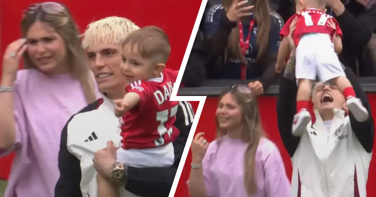 Spotted: Alejandro Garnacho all smiles with wife and kid at Old ...