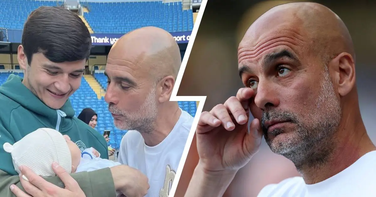 Pep Guardiola shares tender kiss with Khusanov’s newborn in emotional ...