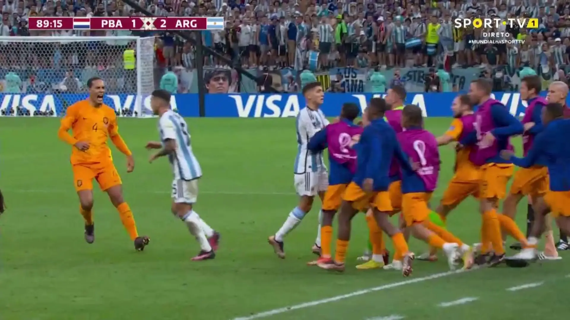 Van Dijk sends Leandro Paredes flying after Argentina player smashes ...