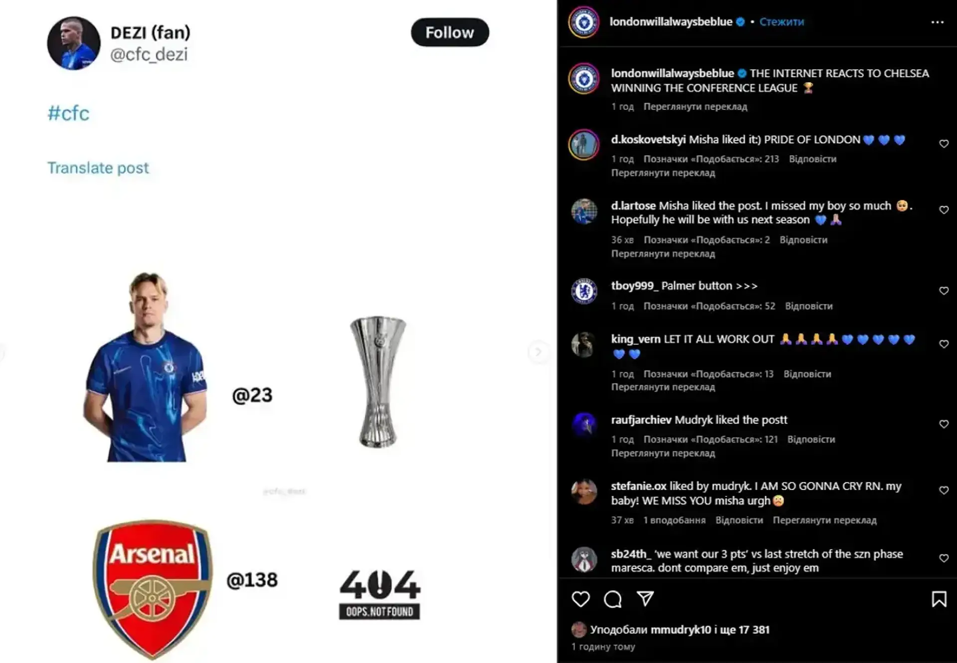 Chelsea fan community posts Mykhailo Mudryk meme involving Arsenal ...
