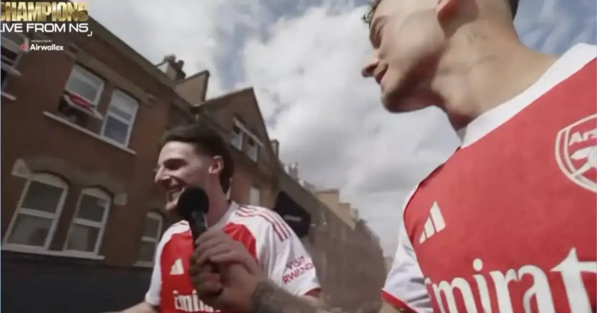 Ben White makes Declan Rice sing 'Rice Rice Baby' during trophy parade ...