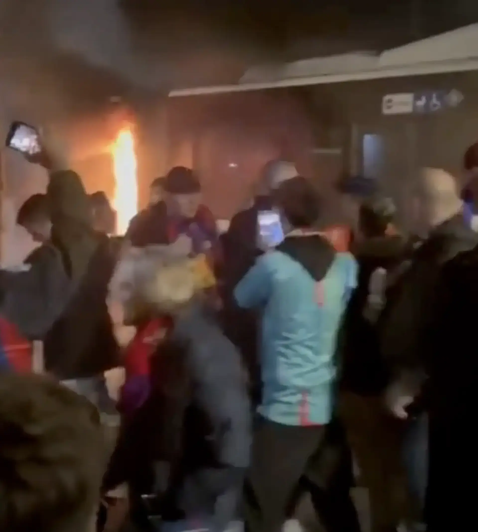 Terrifying scenes as Barcelona fan bus bursts into flames ahead of ...