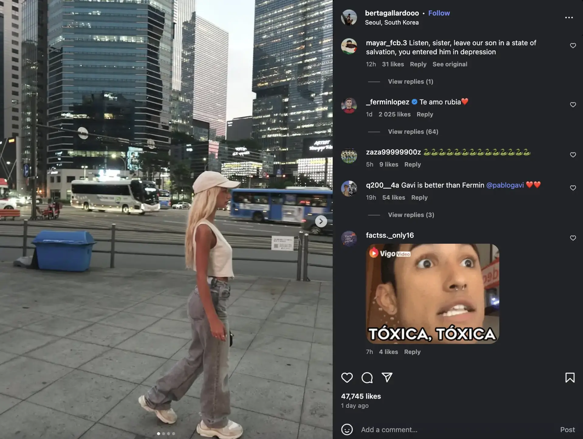 Barca fans flood Fermin Lopez's girlfriend Berta Gallardo's Instagram ...