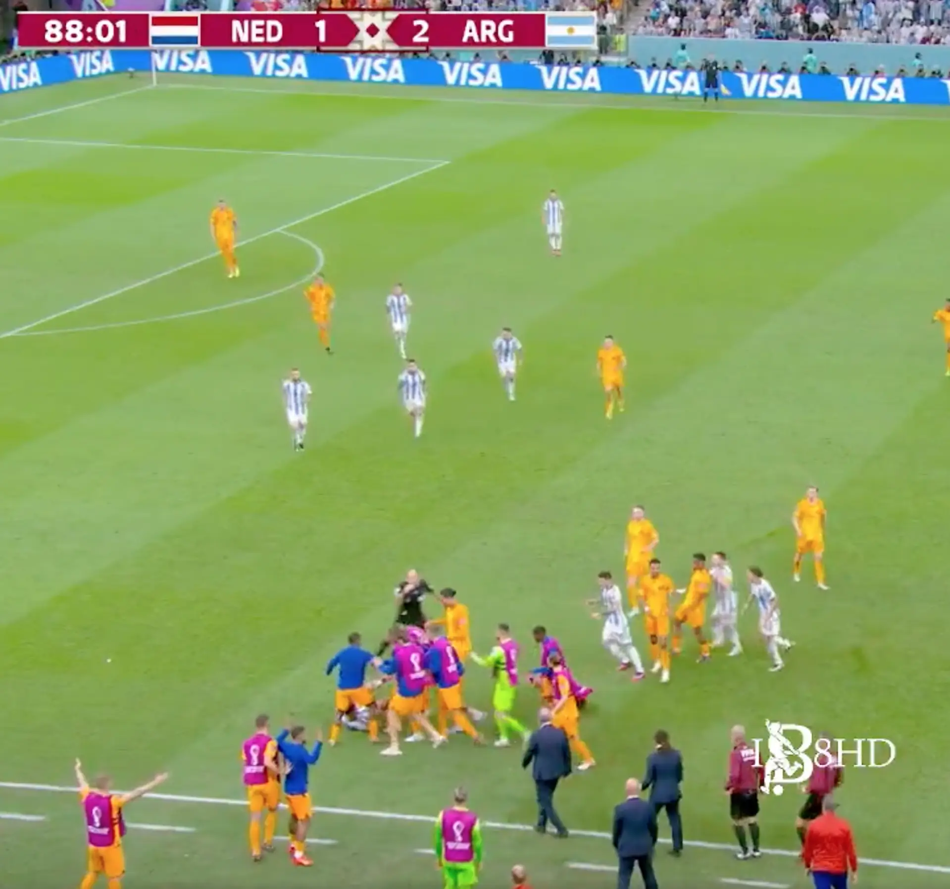 Van Dijk sends Leandro Paredes flying after Argentina player smashes ...