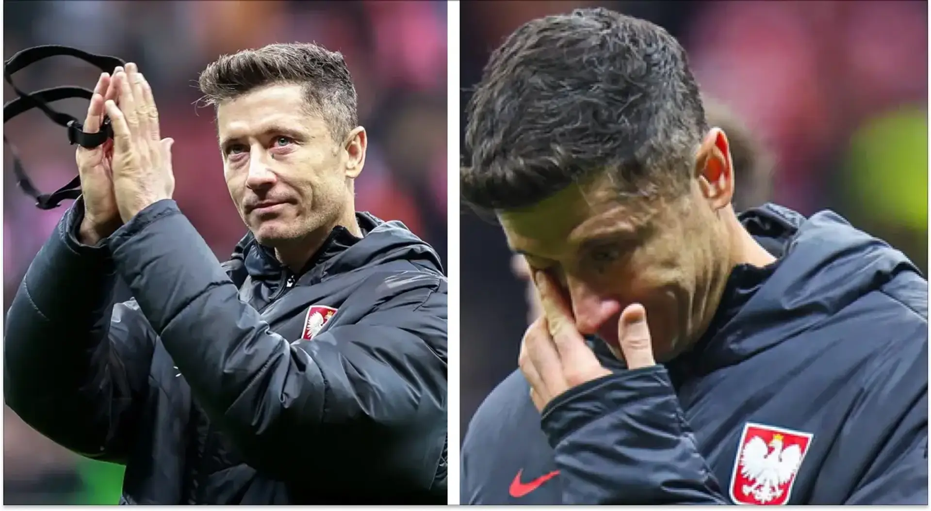 Robert Lewandowski zeigt Emotionen nach dem Einzug Polens ins WM ...