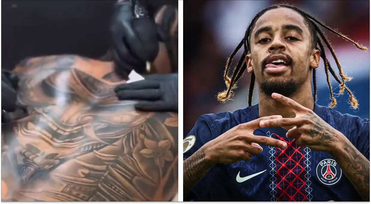 PSG star Bradley Barcola unveils striking new back tattoo — Tribuna.com
