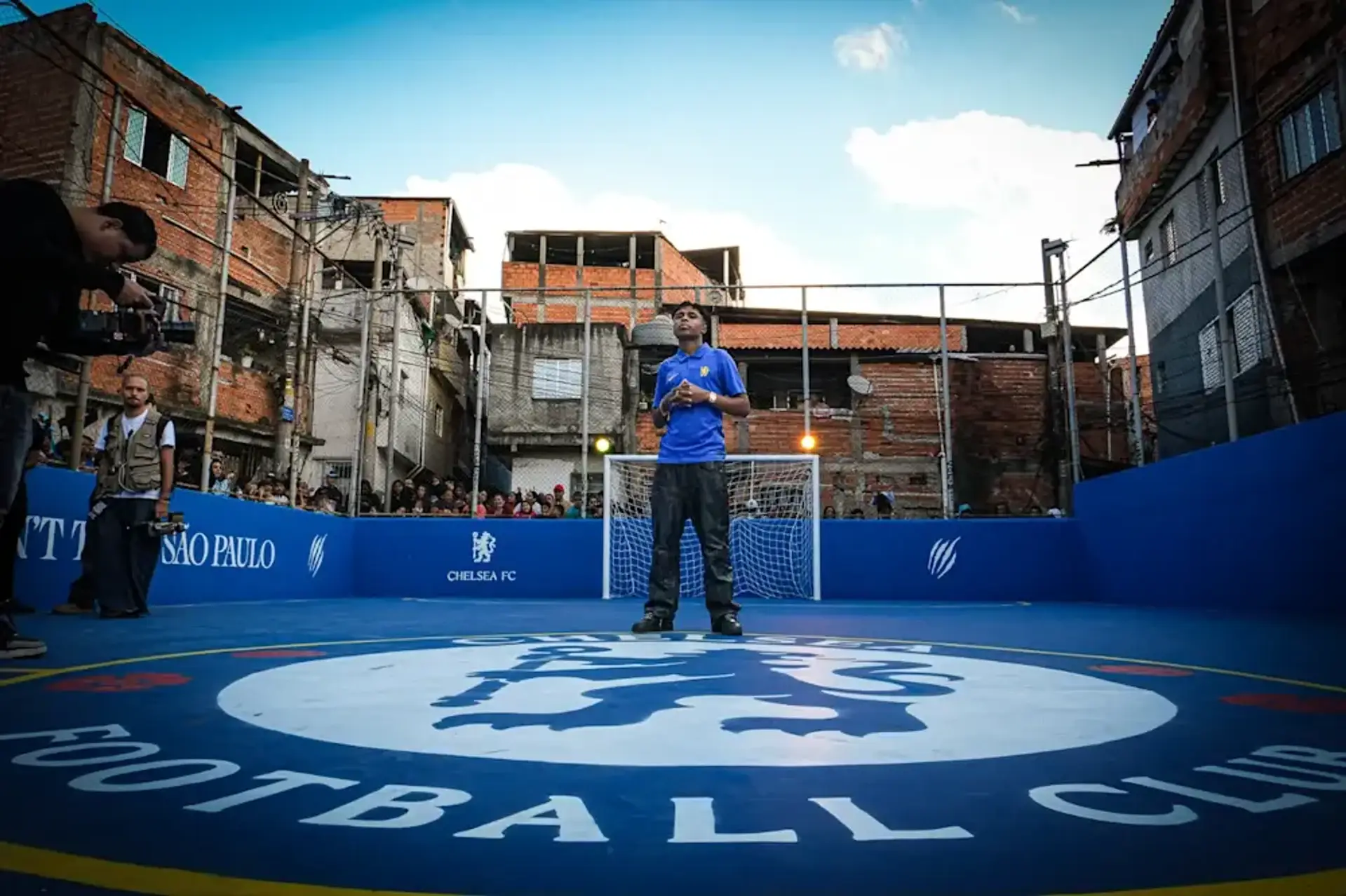 Blues in Brazil: Chelsea refurbish football court in Sao Paulo to ...