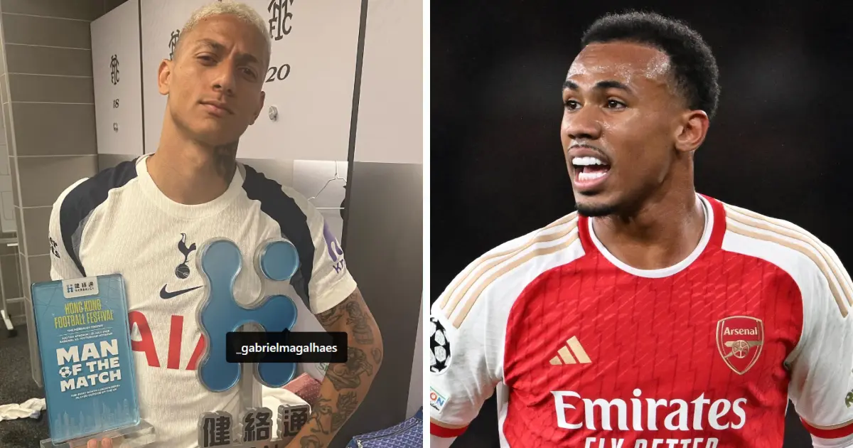 Richarlison trolls Gabriel after Spurs beat Arsenal in Hong Kong ...