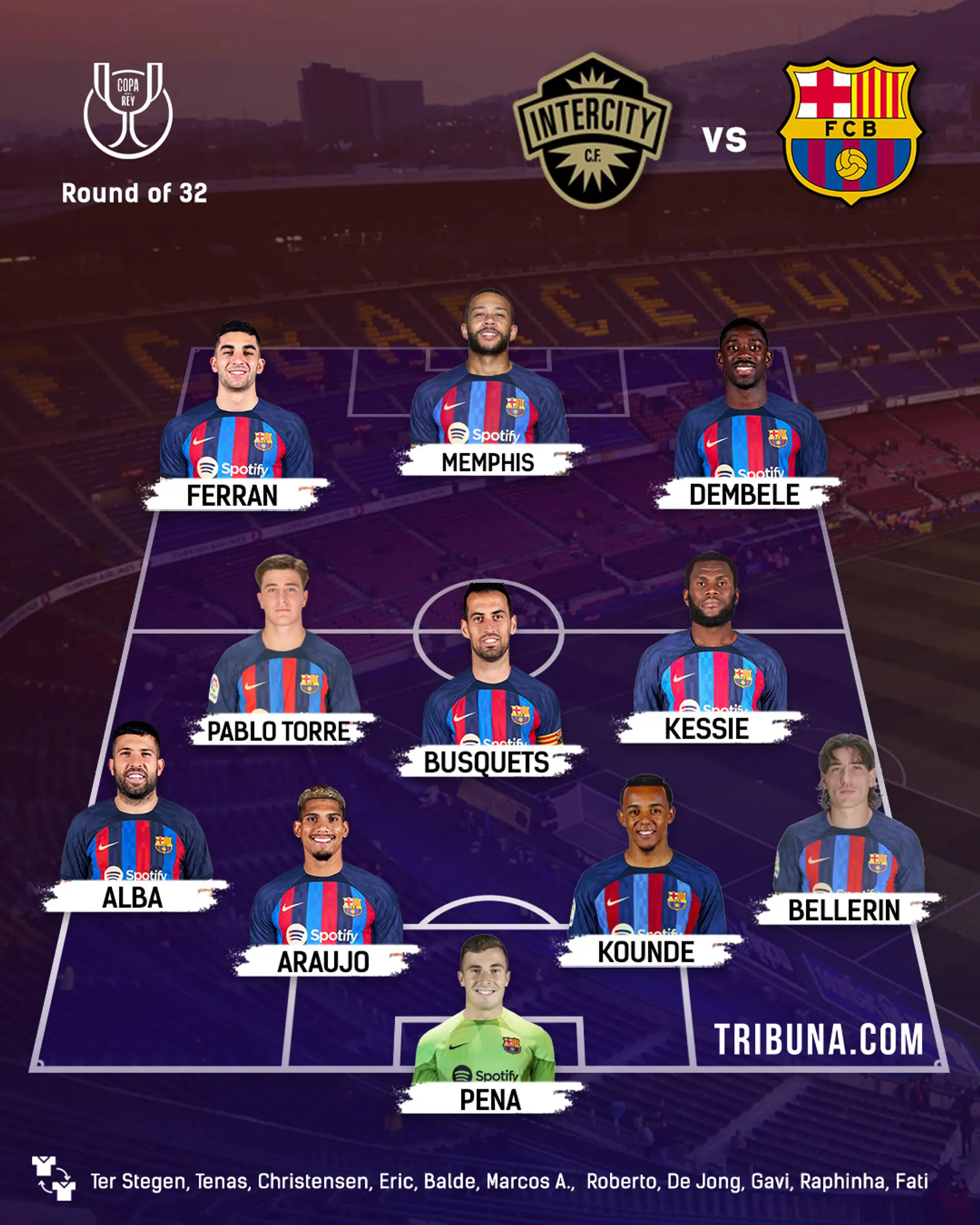 OFFICIAL: Barcelona XI v Intercity revealed - Football | Tribuna.com