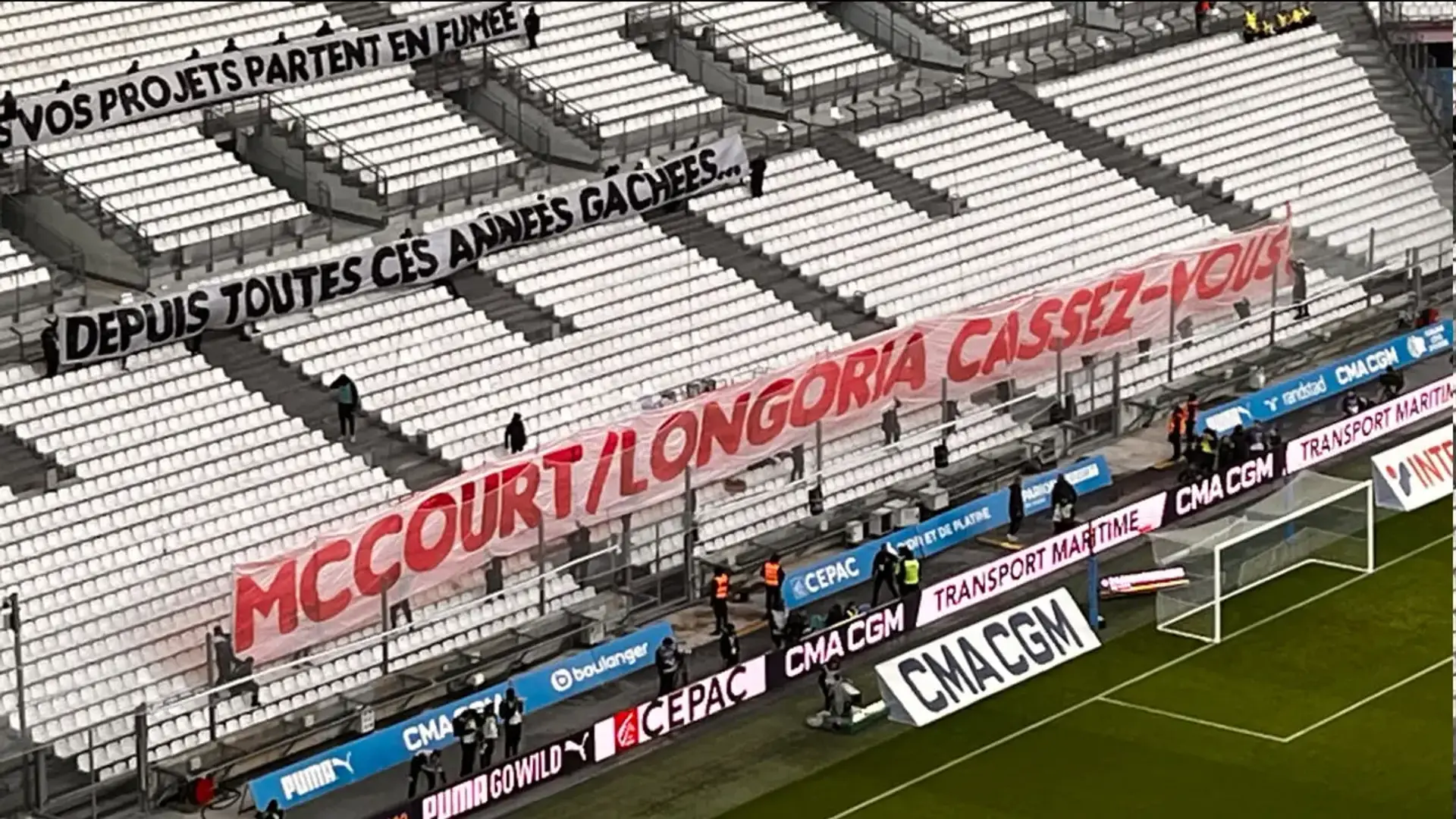 Whistles, banners, and empty stands: Marseille fans protest owners at ...