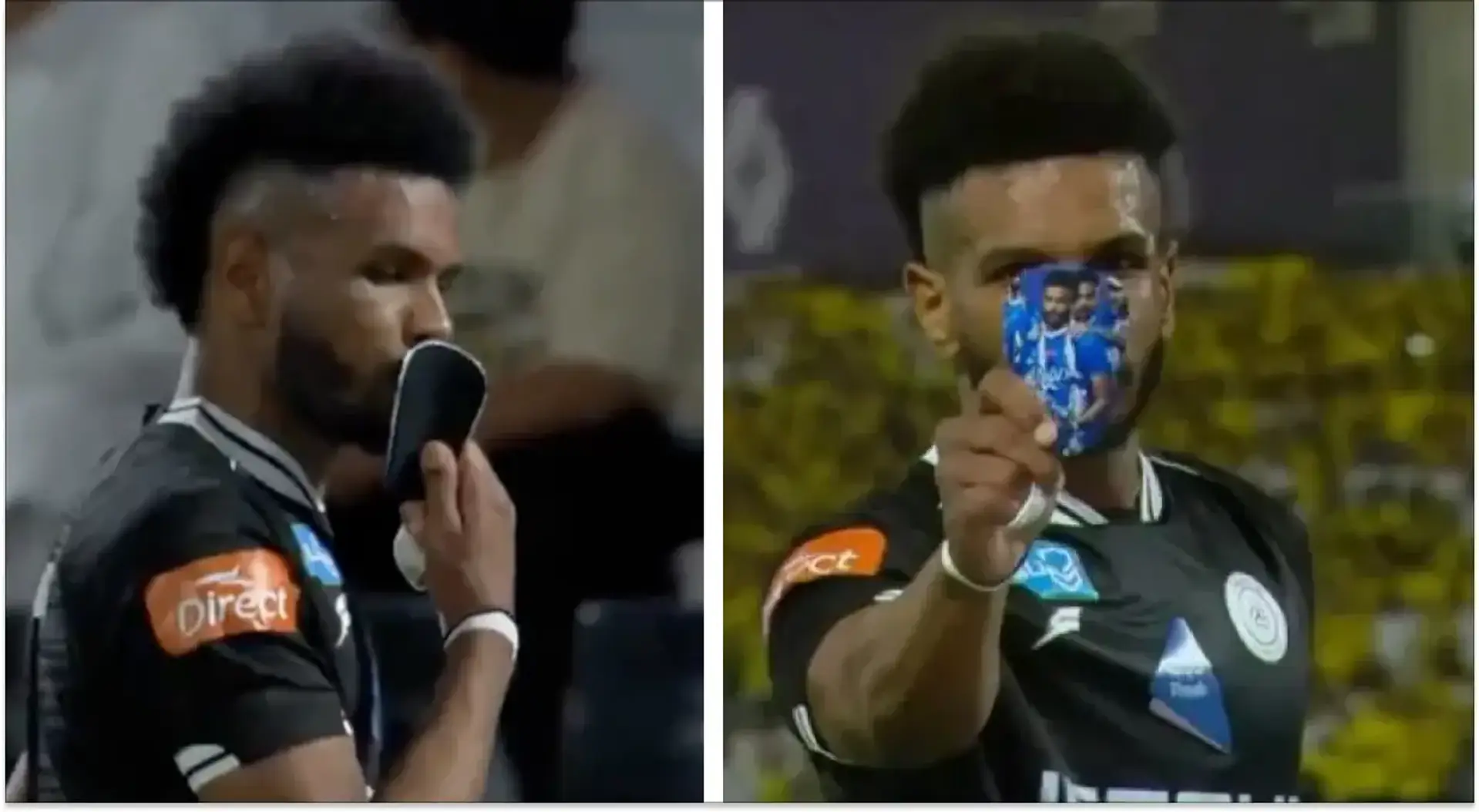 Al Shabab's Ali Al-Bulayhi pulls out and kisses Al Hilal shin pad after ...