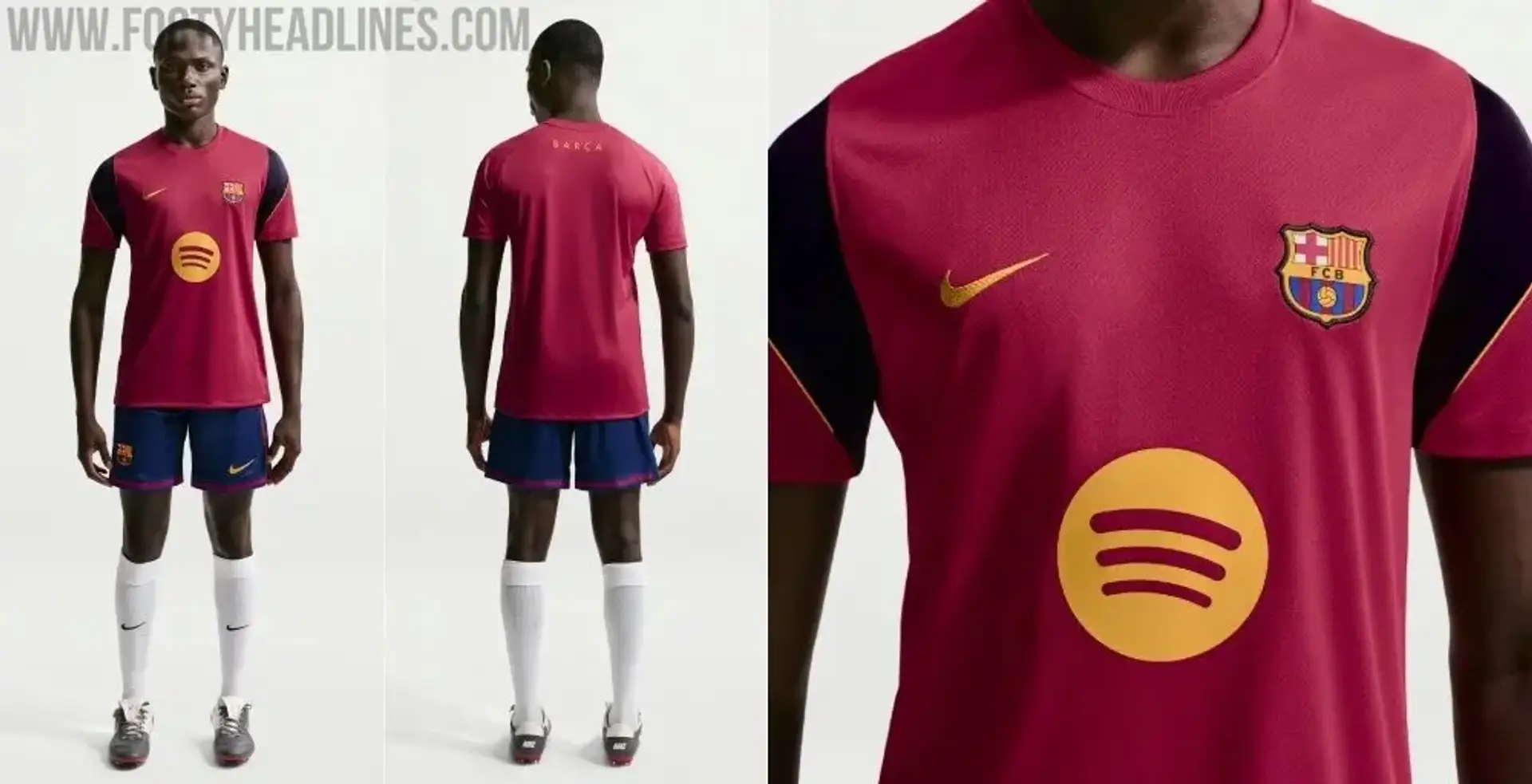 Barcelona 2026/27 training kit leak: Red base, navy panels and yellow ...