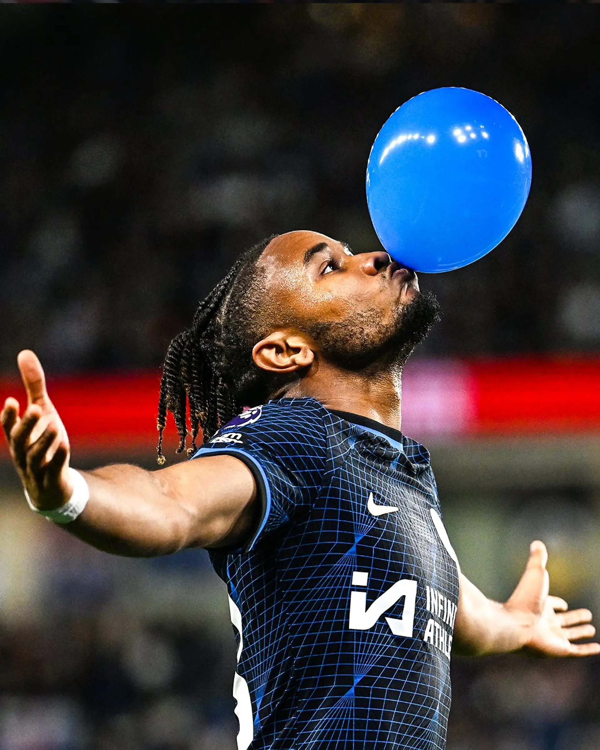 Nkunku hits trademark balloon celebration after scoring v Brighton ...