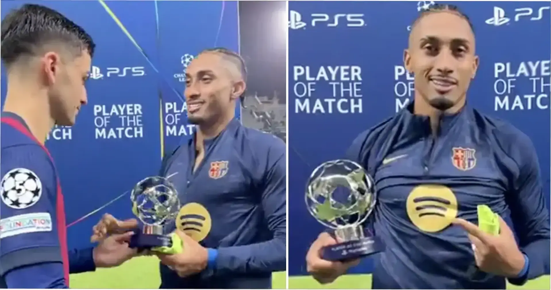 Pedri remet le titre d'Homme du match à Raphinha tandis que les fans ...